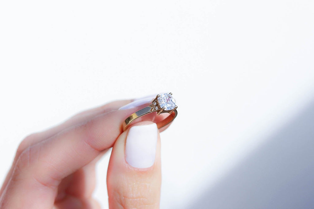 Merlin Engagement Ring with a Natural Cushion Cut Diamond – TOR